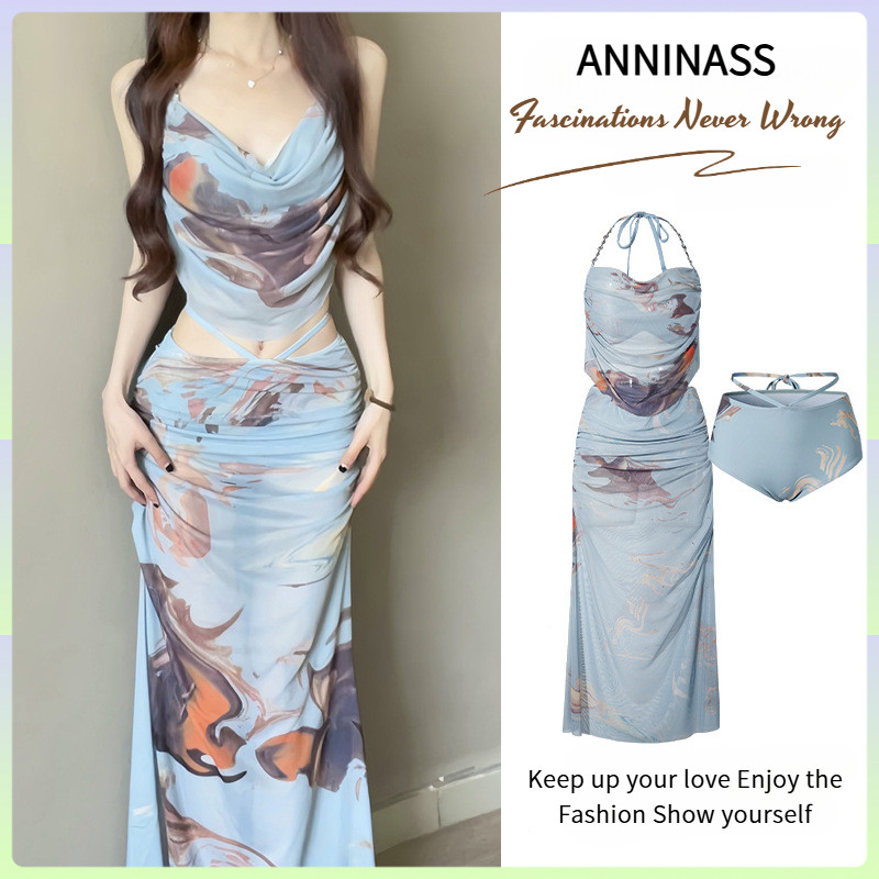Anninass Bikini Swimsuit Women's Three-Piece Set Seaside Vacation Dress ...