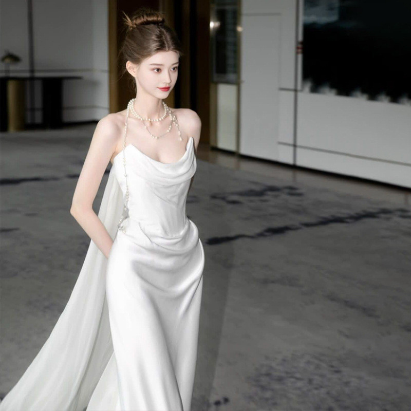 [M & A] Light Wedding Dress White Trailing Wedding Toast Dress ...