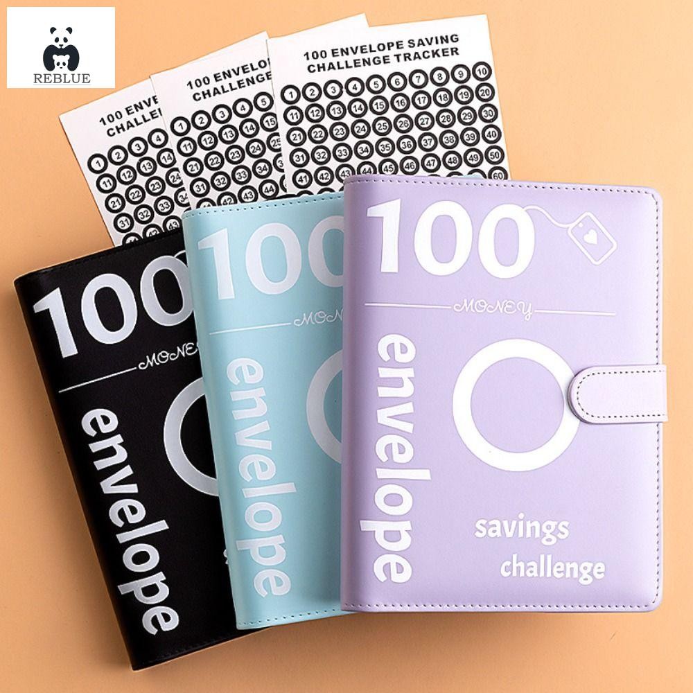 REBLUE money saving binder 100Envelope Challenge Binder, Send Stickers PU Leather Savings ...