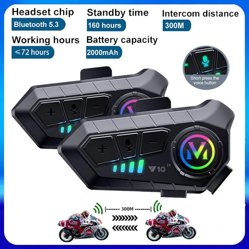 New YP10 Bluetooth Motorcycle Helmet Intercom 300M Wireless ...