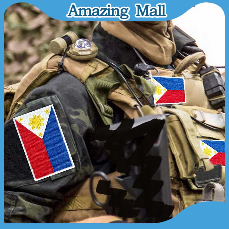 8*5cm Reverse Philippine Flag Patch Right Arm PH Flag Embroidery Patch ...