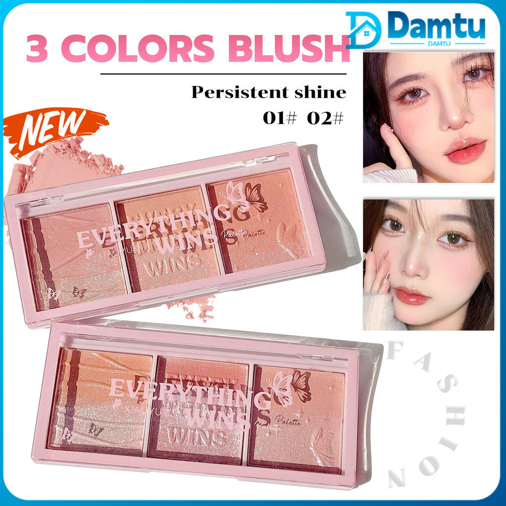 3 Colors Highlighter Blush Powder Eyeshadow Long Lasting High Pigment ...