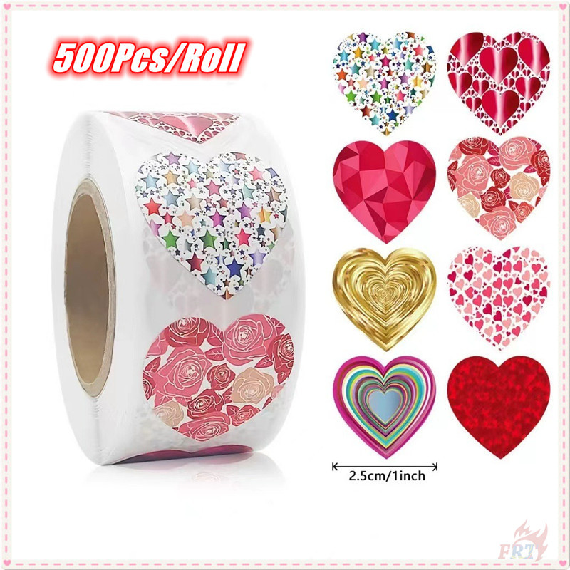 500Pcs/Roll Romantic Hearts Kids Rewards Stickers DIY Scrapbooks Album ...