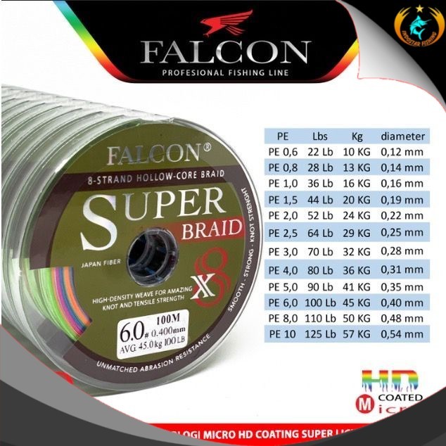 FALCON SUPERBRAID PE Sea Fishing Line 300 meters Super Super Strong ...