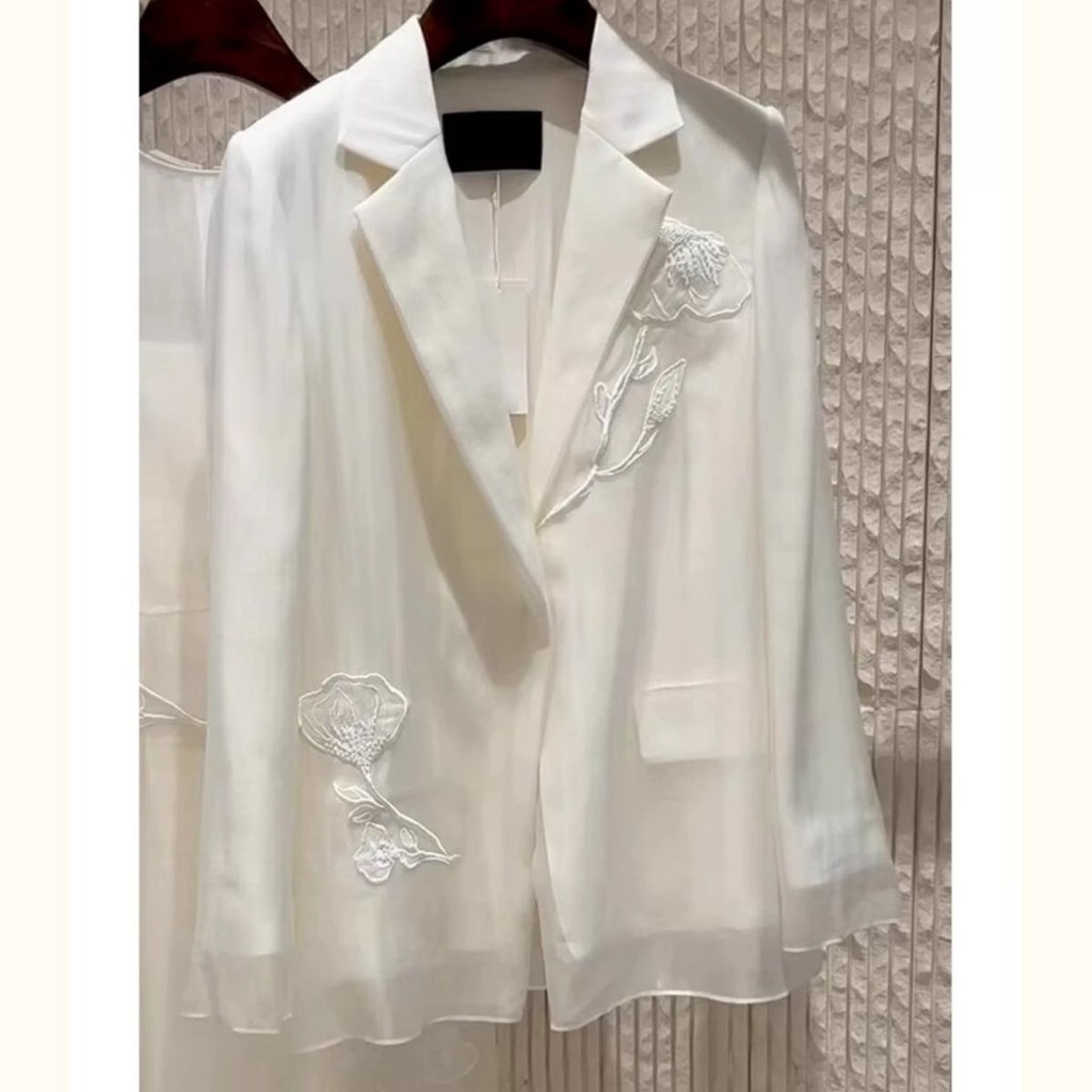 2025 New Style Fashion Beautiful White Mesh Blazer Ladies Top Ready ...
