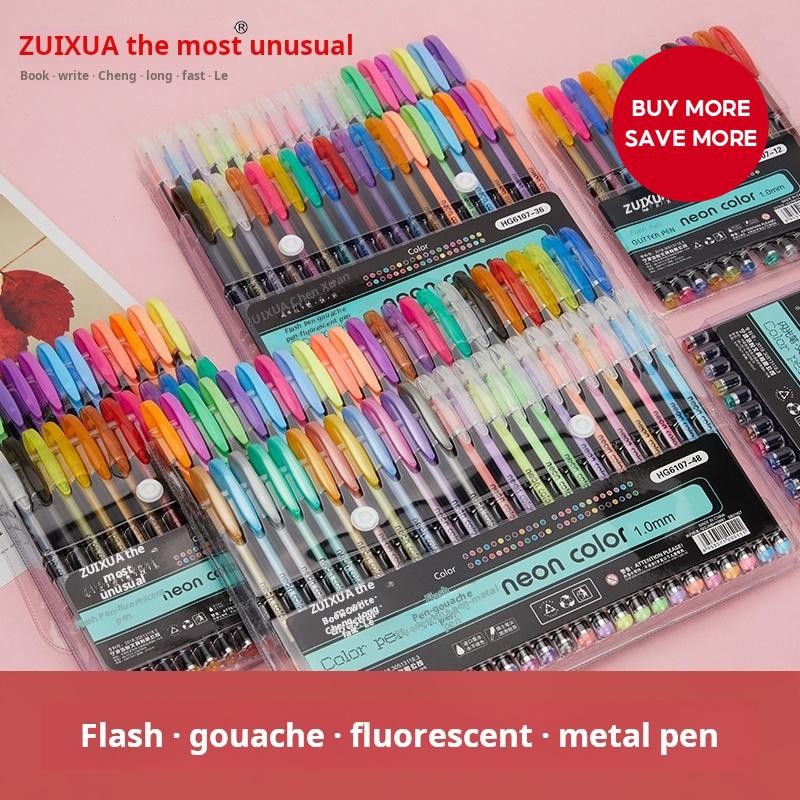 12/24/36/48 Color Gel Ink Pen Set – Glitter, Pastel, Neon, Metallic ...