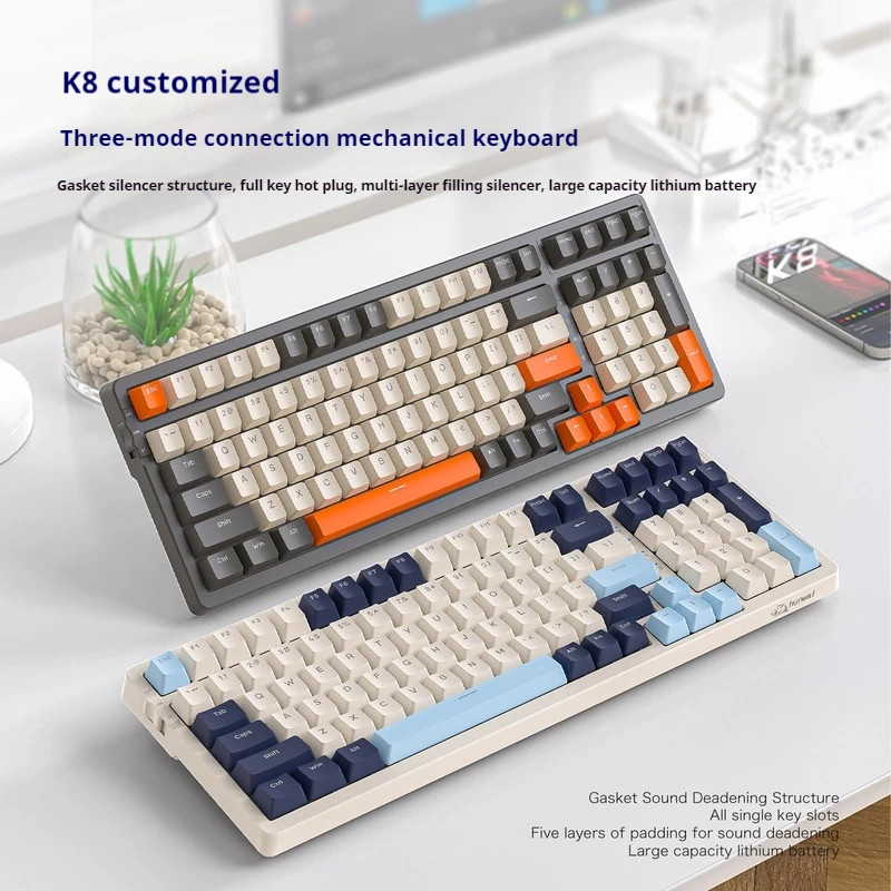 Free Wolf K8 100 Keys Wireless Mechanical Keyboard Full Key Hot Swap ...