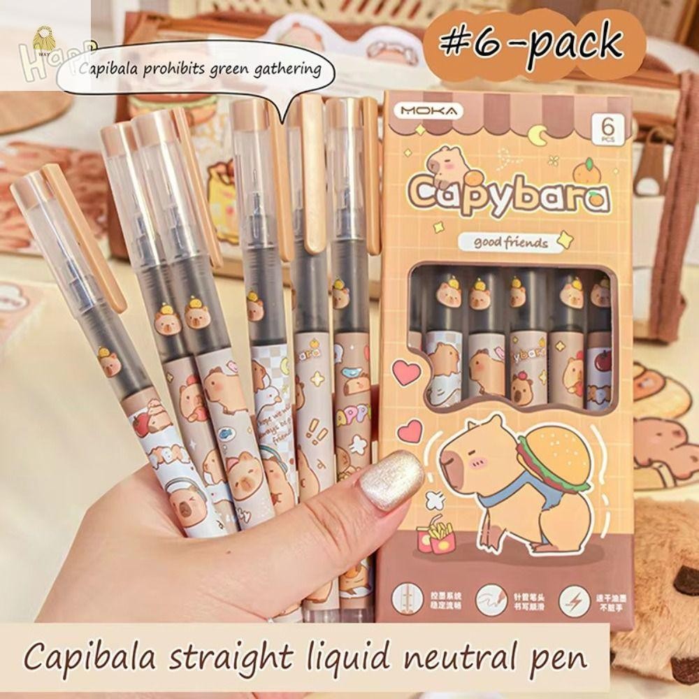 WAY 6PCS Capybara Gel Pen, Aesthetic Good Looking Straight Liquid ...