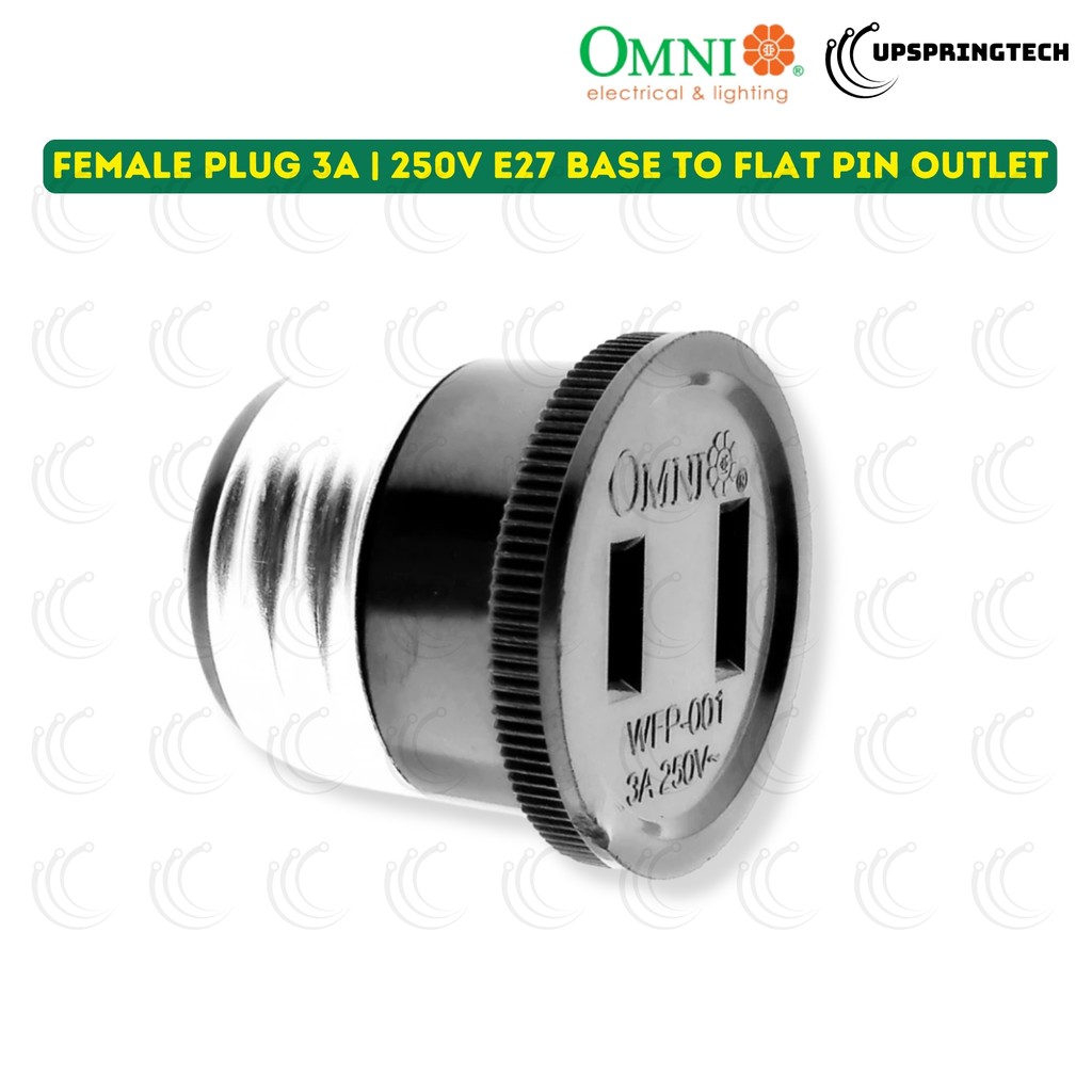 OMNI Original Female Plug 3A | 250V E27 Base To Flat Pin Outlet ...