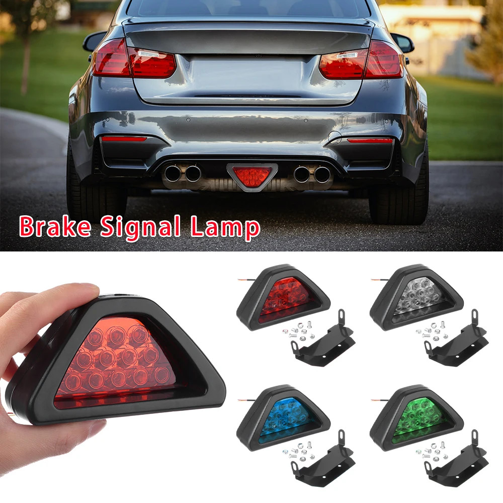 Universal Car Brake Signal Lamp F1 Style Triangle Sporty 12LED Rear Fog ...