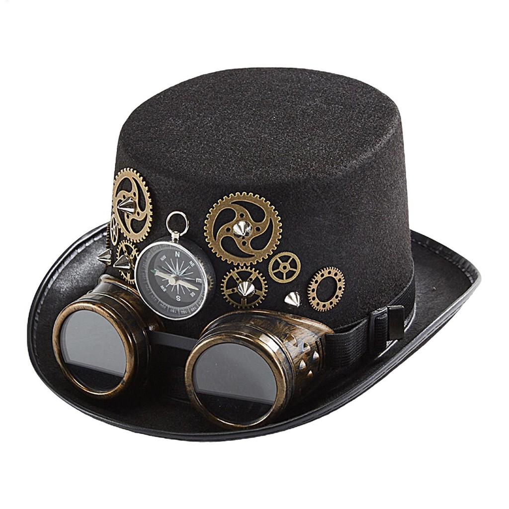 Steampunk Cosplay Hat Time Traveler Steampunk Top Hat with Goggles ...