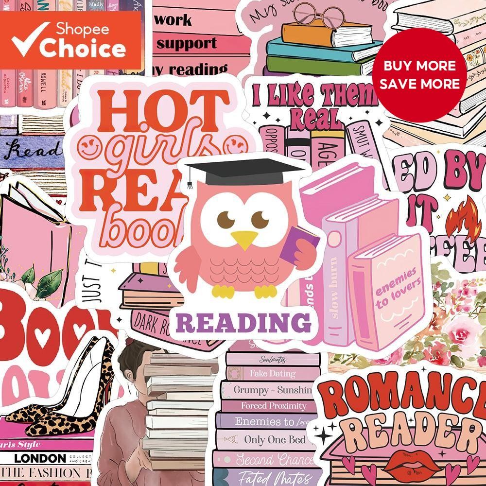 50Pcs Pink Bookish Stickers Cartoon Graffiti Stickers Waterproof PVC ...