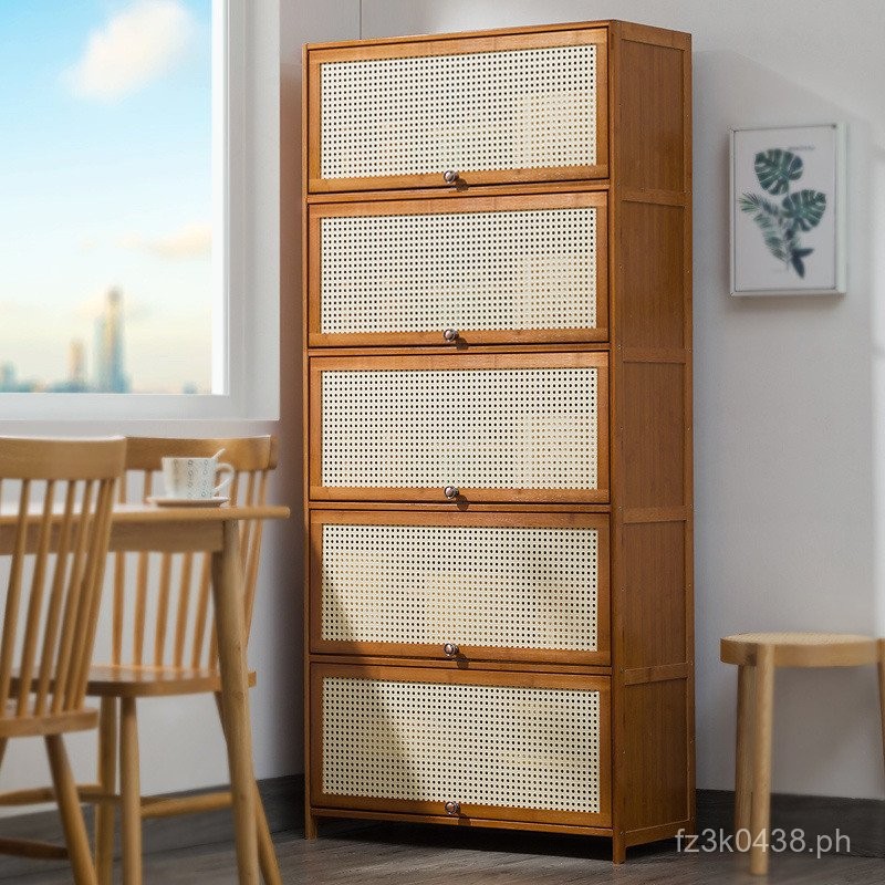 Storage Cabinet Side Imitation Rattan Simple Wall-Mounted Cupboard ...