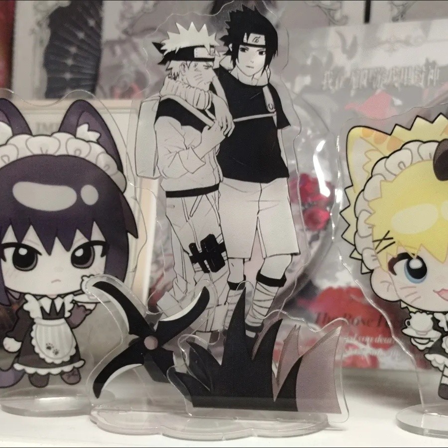 BANDAI NARUTO Acrylic Stand Uchiha Sasuke Uzumaki Naruto Standee Black ...