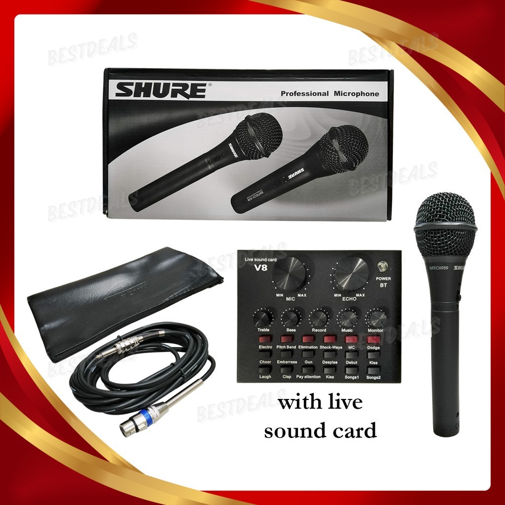 SM-959 Dynamic Microphone with Live Sound Card | Shopee Philippines