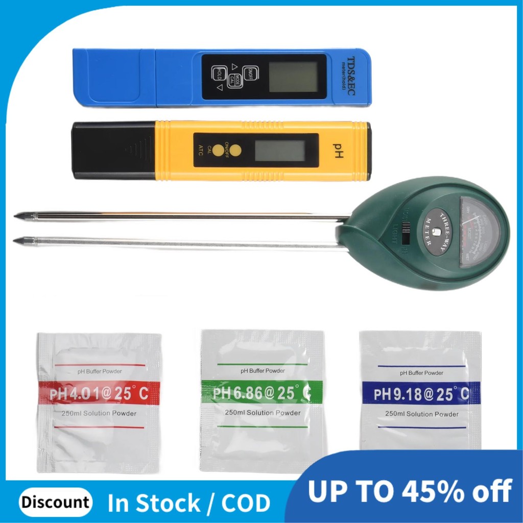 Best Sell 3 Pack PH Meter TDS PPM Meter and 3 in 1 Soil PH Tester PH/EC ...