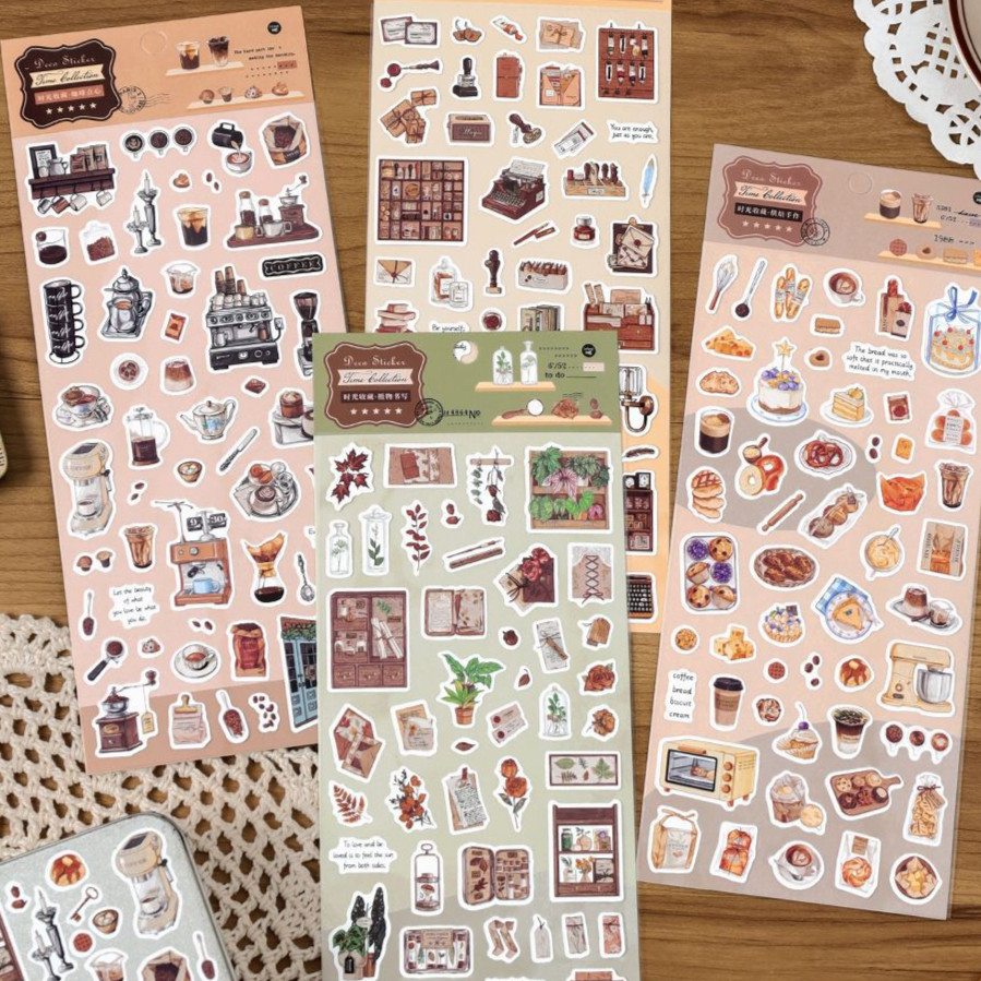 Cdaily|Time Collection Synthetic Paper Self-adhesive Stickers Retro ...