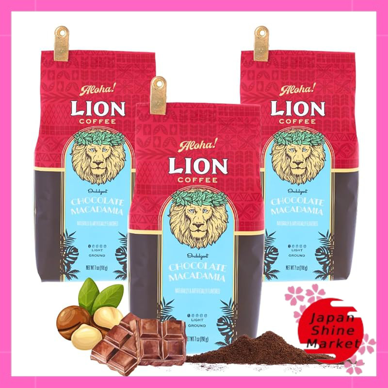 Lion Coffee Chocolate Macadamia Nuts 7oz (198g) x 3 Pack - Flavor Coffee, Drip, Hawaii, Medium ...
