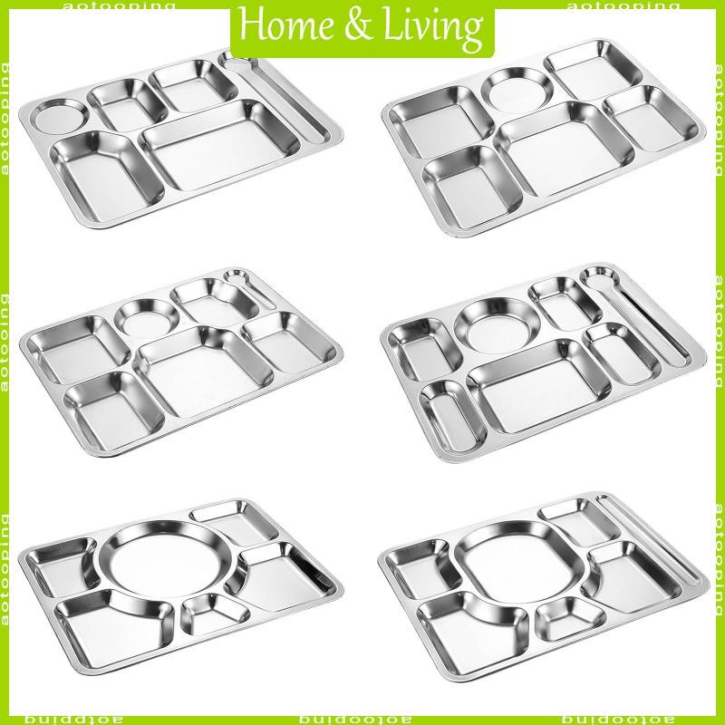AOTOO Stainless Steel Divided Plates Mess Sectioned Tray with ...