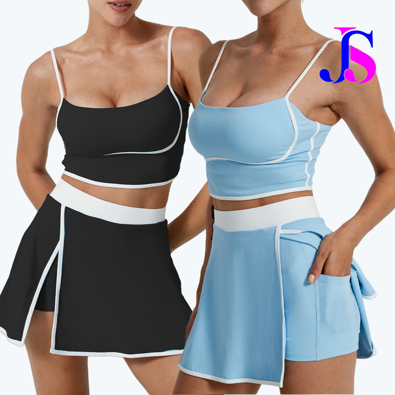 Alo Same Style Jinsi 2 Colors Contrast Color Bra Tennis Skirt Sports ...