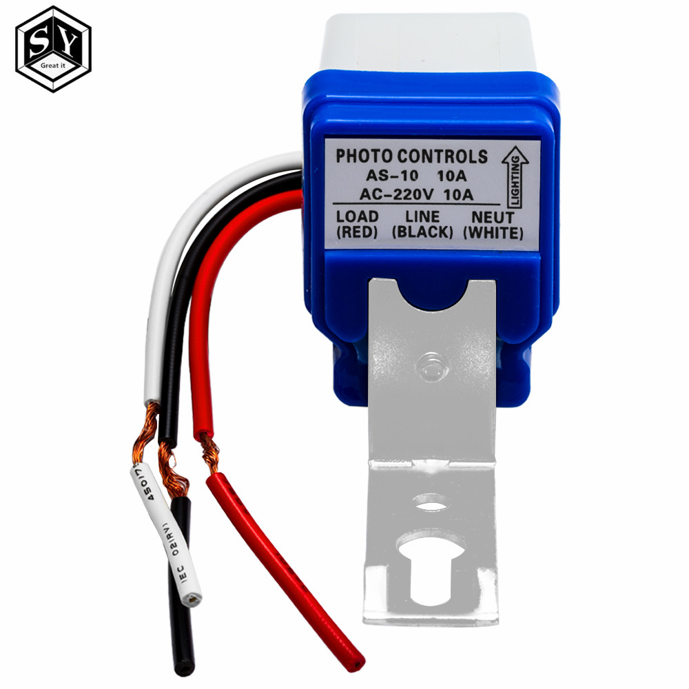 AS-10 Automatic Auto On Off Photocell Street Light Switch DC AC 220V 50 ...