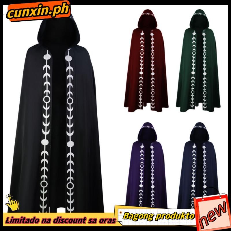 Hooded Cloak Medieval Renaissance 5 Colors Cloak Halloween Costume Film ...