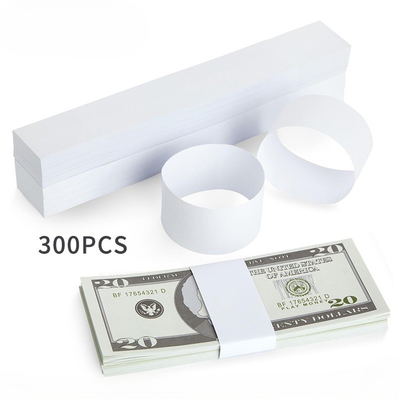 300Pcs Blank Money Cash Band Self-Adhesive Currency Straps for Assorted ...