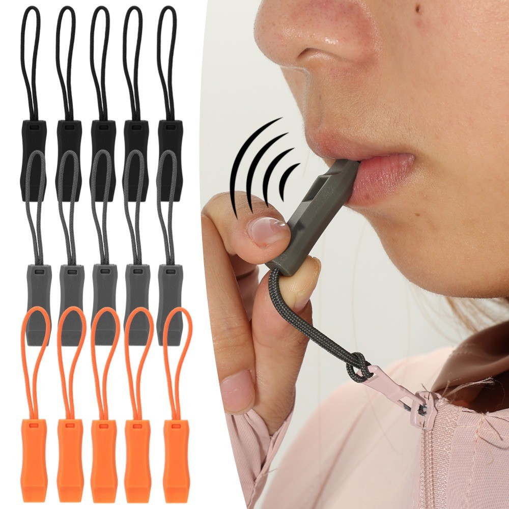 5Pcs Universal Mini Outdoor Emergency Survival Whistle Zipper Tail Rope ...