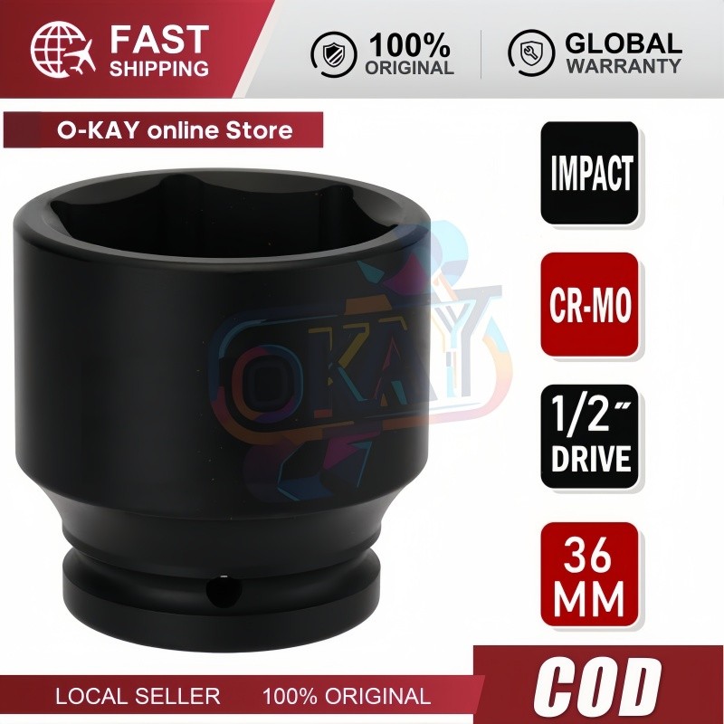 36mm Heavy Duty Deep Impact Socket 1/2" Drive – 6-Point Axle Nut Wrench ...