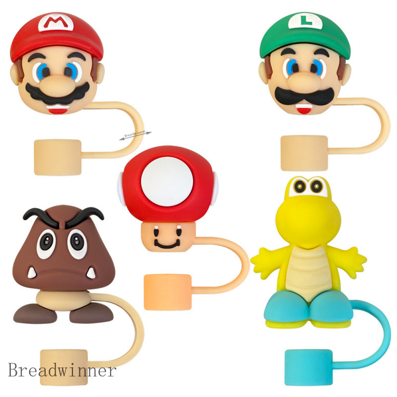 10mm Cute Mario Series Cup Straw Cap Anti-dust Plug Cartoon Compatible ...