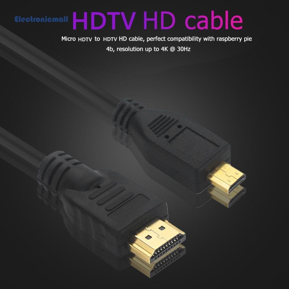 For Raspberry Pi 4B Micro HDMI to HDMI Cable 4K HD Video Audio Adapter ...