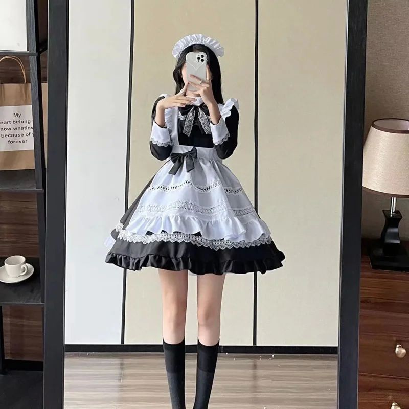 British nobility Black White Retro Maid Outfit Anime Long Dress Men ...