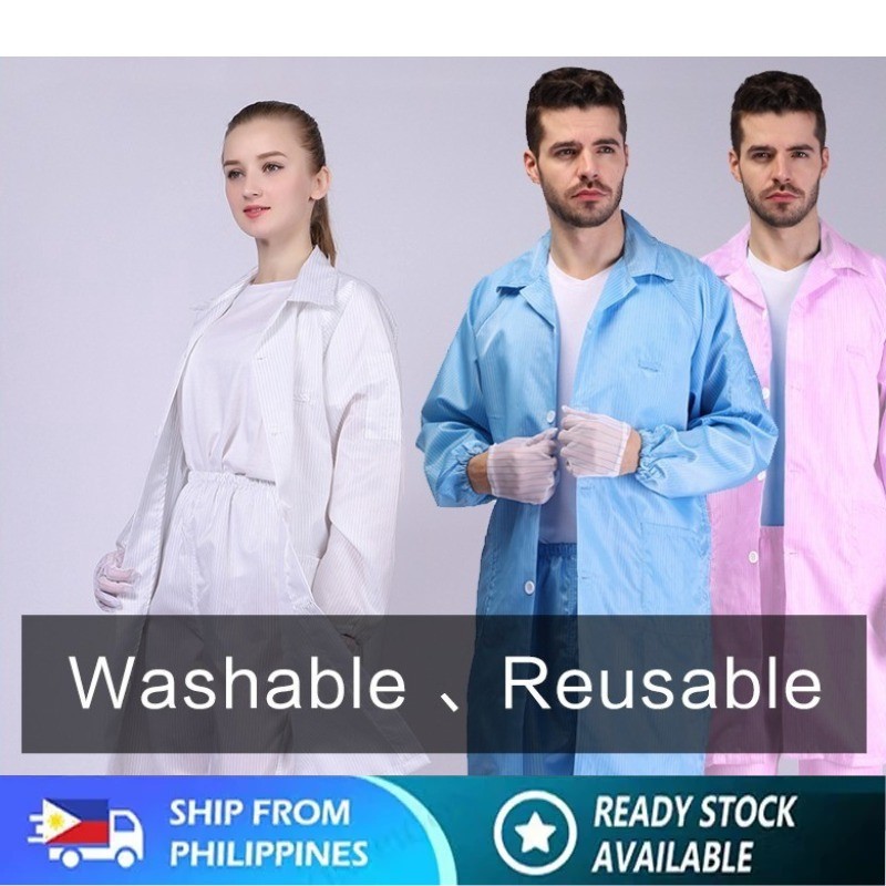 [Local Shipment] Anti Static Smock Gown Lab Gown Washable PPE Gown Jacket Smack Esd Smock Gown ...
