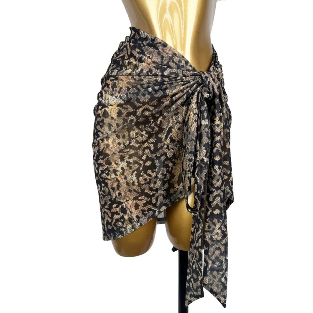 Latin Dance Wear Leopard Print Snake Pattern Mesh Hip Scarf Female ...