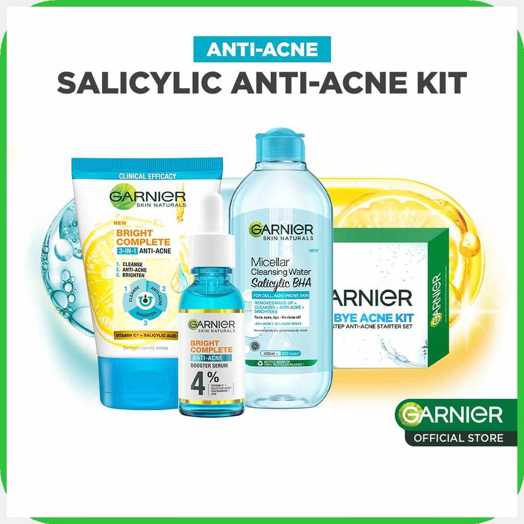 Garnier(w;Super'tN/Glow?d*Starter~O*Kit~M*Anti-Acne~Aa)Cleanser ...