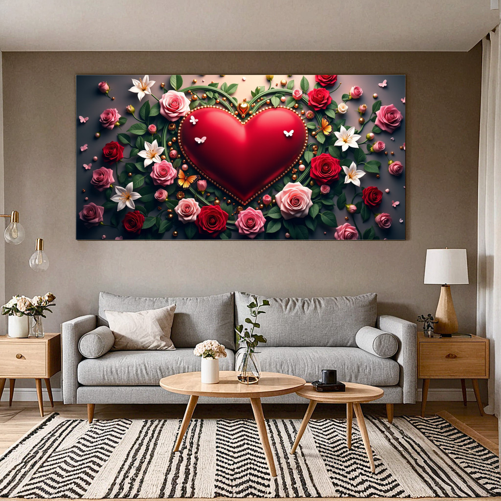 Hanging Heart Rose Banner Background Backdrop Red Decorations Valentine ...