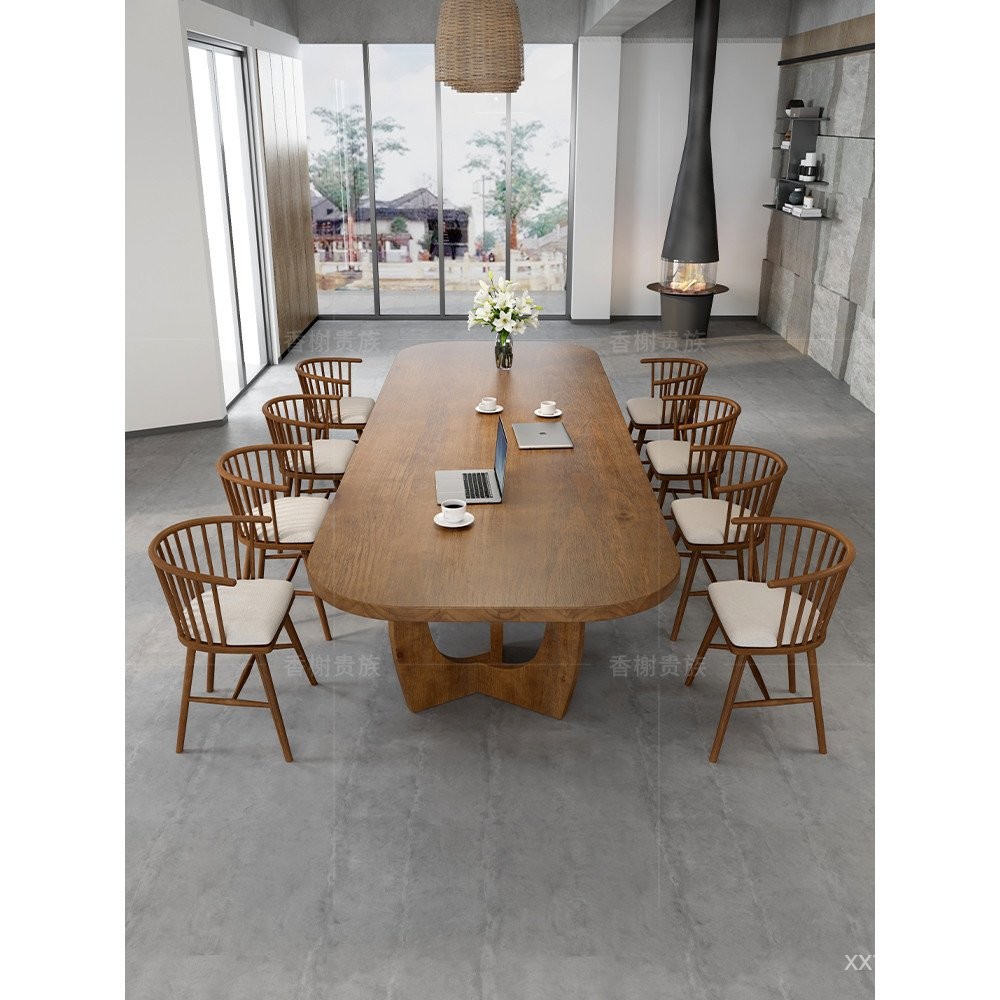 Solid Wood Rounded Corner Conference Table Long Table Modern Simple ...