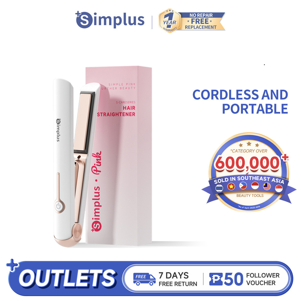 Simplus Hair Straightener Cordless Portable Type-C Charging 180°C ...