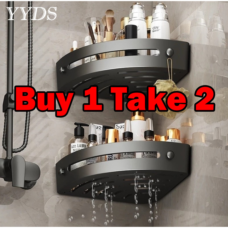 Buy 1 Take 2 Bathroom Organizer Rack Wall Mounted Triangle Corner Shelf ...