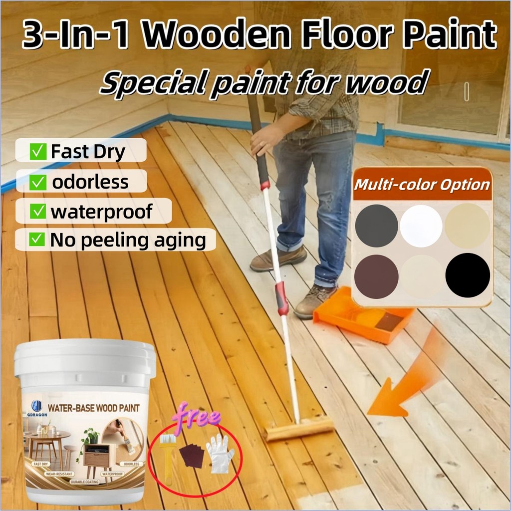3 In 1 Water-Based Wood Wooden Floor Paint Quick Drying Paint For Wood ...