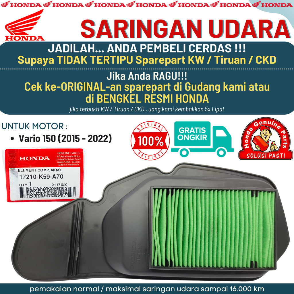Vario 150 Air Filter Filter Original Vario 150 Old New Original Honda ...