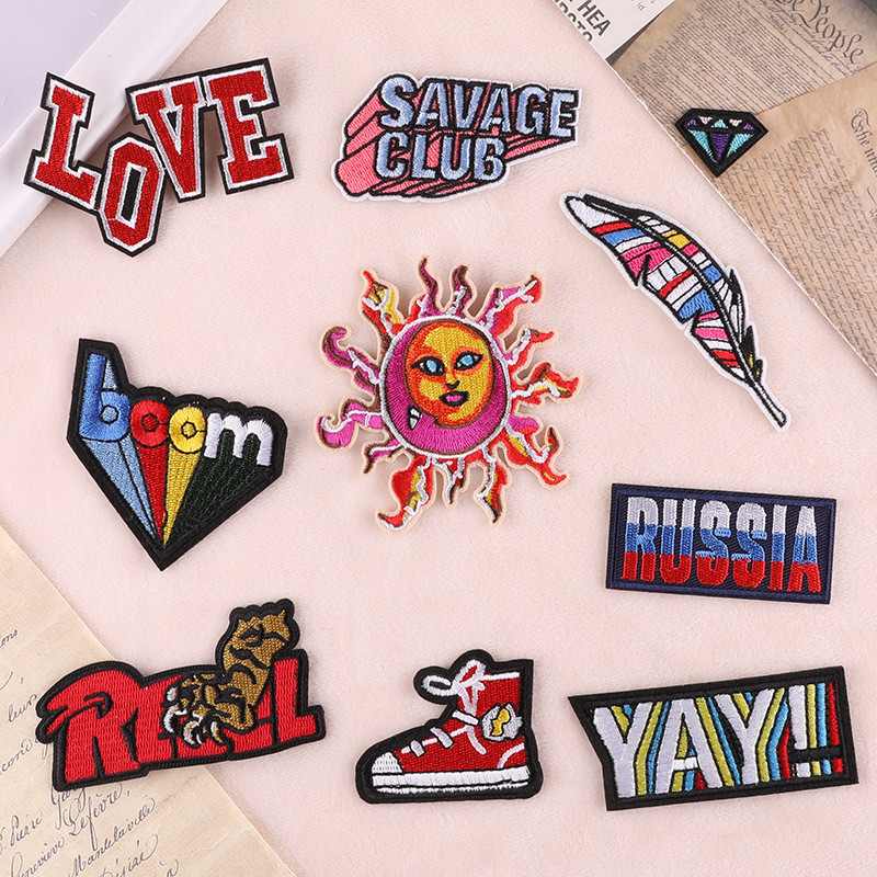 Embroidered Patch Clothing Accessories Letter Fabric Label Embroidered ...