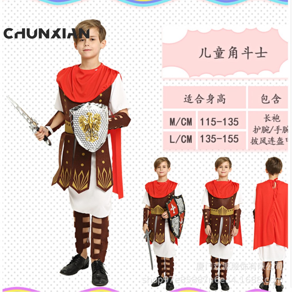 Halloween Adult Ancient Roman Warrior Spartan Knight Cosplay Children's ...