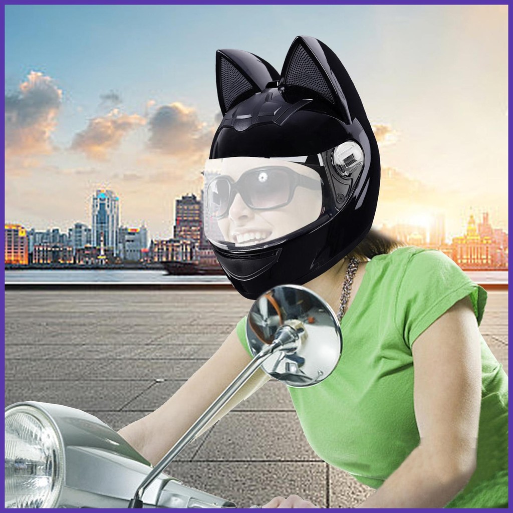 Cat Ear Helmets Motorcycle Helmets for Adults Cute Cat Ear Motorcycle ...