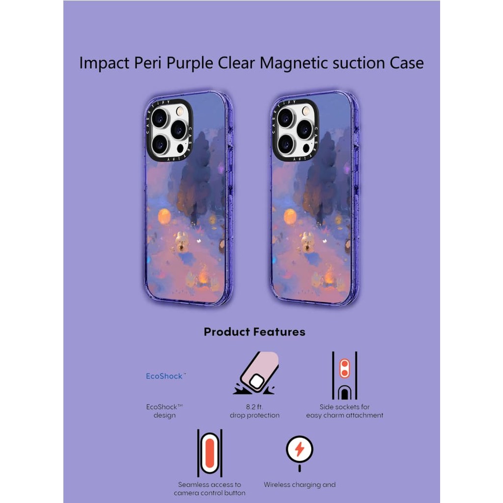 CASETiFY X Melody of the Sea Peri Purple Magnetic suction Hard Acrylic ...
