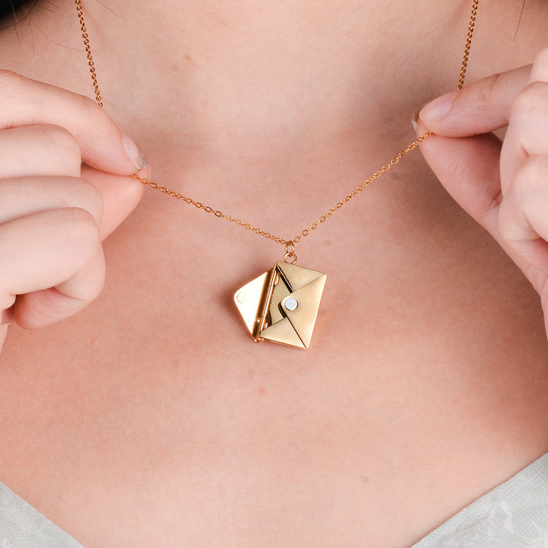 Personalized Envelope Necklace For Women Valentines Gift For Her Couple ...
