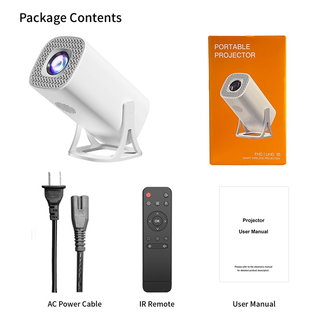 1080P Projector WiFi BT5.2 Android 11 System 180° Rotatable Movie ...