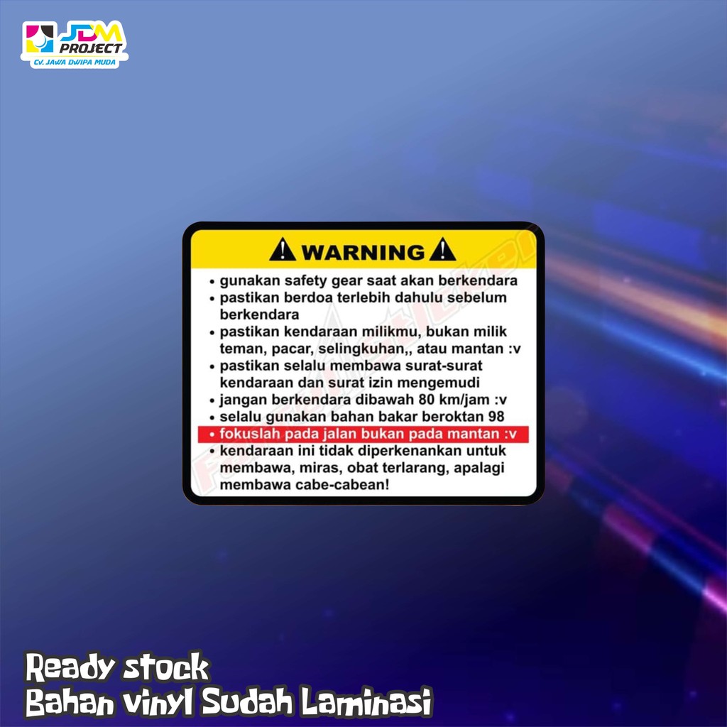 Jdm Project - focus warning sticker | Shopee Philippines