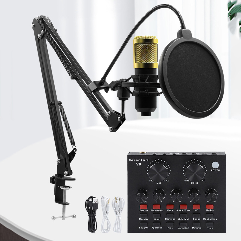 HIFI SOUND Original BM-800 Condenser Microphone Kit With V8 Multifunctional Live Sound Card ...