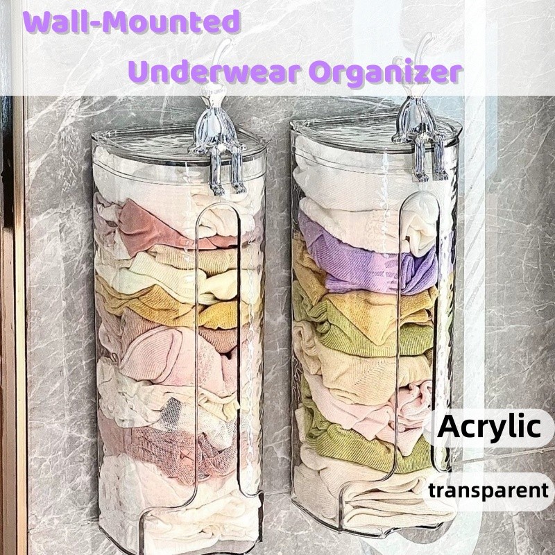 Wall-Mounted Underwear Organizer Self-Adhesive Underwear Storage Box ...